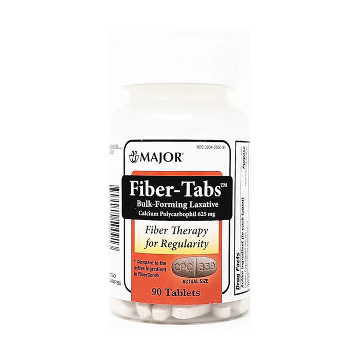 Major Fiber-Tabs Calcium Polycarbophil Tablets, 625 mg, 90 Count — RMS ...