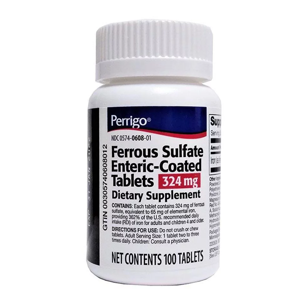 Perrigo Ferrous Sulfate 324 mg Enteric Coated Tablets – 100 Count | Ir ...