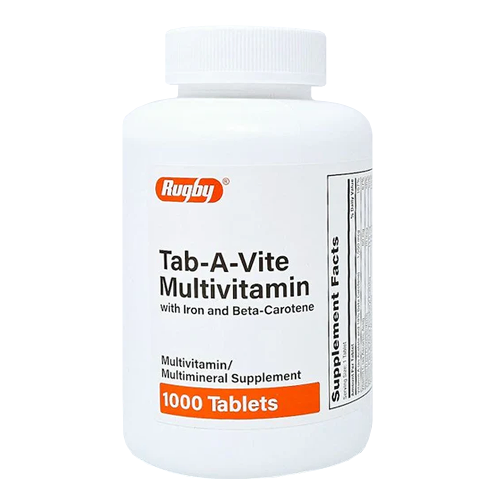 Rugby Tab-A-Vite Multivitamin with Iron & Beta-Carotene – 1000 Tablets ...