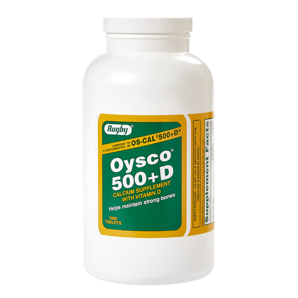 Rugby Oysco 500+D Calcium Supplement with Vitamin D - 1000 Tablets ...