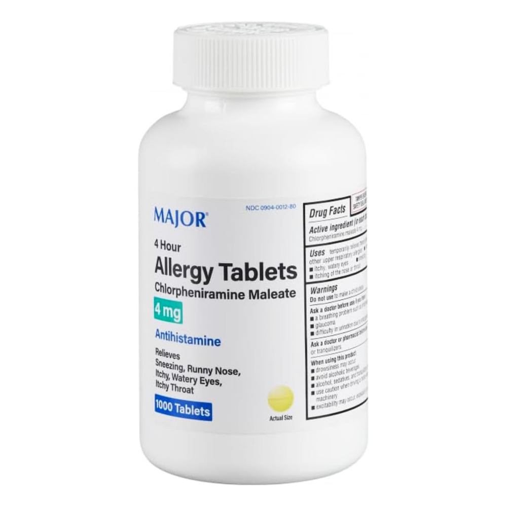 Major 4 Hour Allergy Relief Tablets – Chlorpheniramine Maleate 4 mg ...