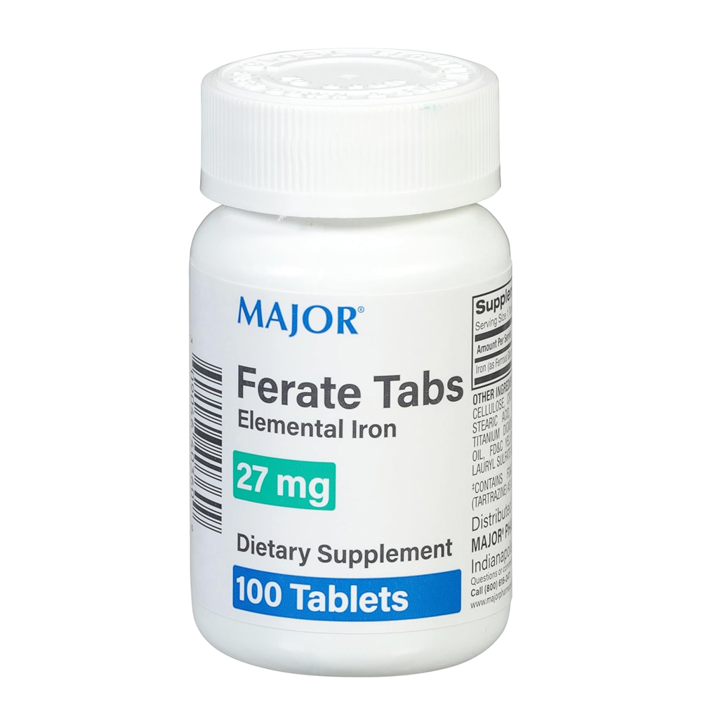 Major Ferate Tablets Elemental Iron 27 mg – 100 Tablets — RMS PRODUCTS