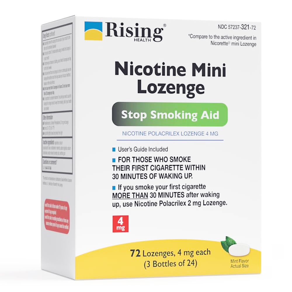 Rising Health Nicotine Mini Lozenge, Mint Flavor 4 mg - 72 Count ...