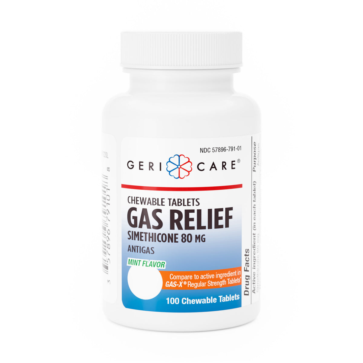 GeriCare Chewable Gas Relief Tablets â€“ 80 mg Simethicone, 100 Count ...