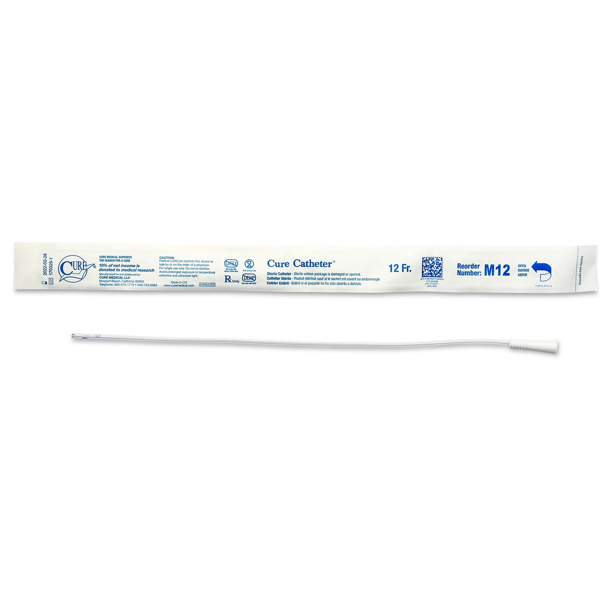 Cure Ultra M12 Male Intermittent Catheter | 12 Fr 16" | Pre-Lubricated ...