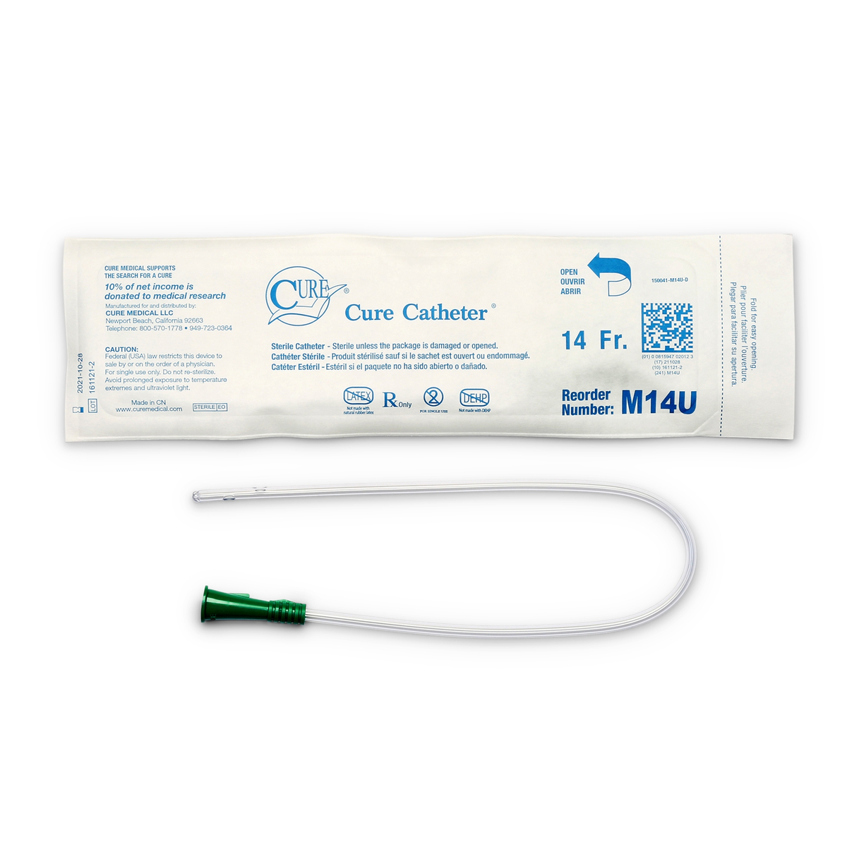 Convatec Cure Medical Pocket Catheter â€“ 14â€¯Fr Ã—â€¯16â€³ Straight ...