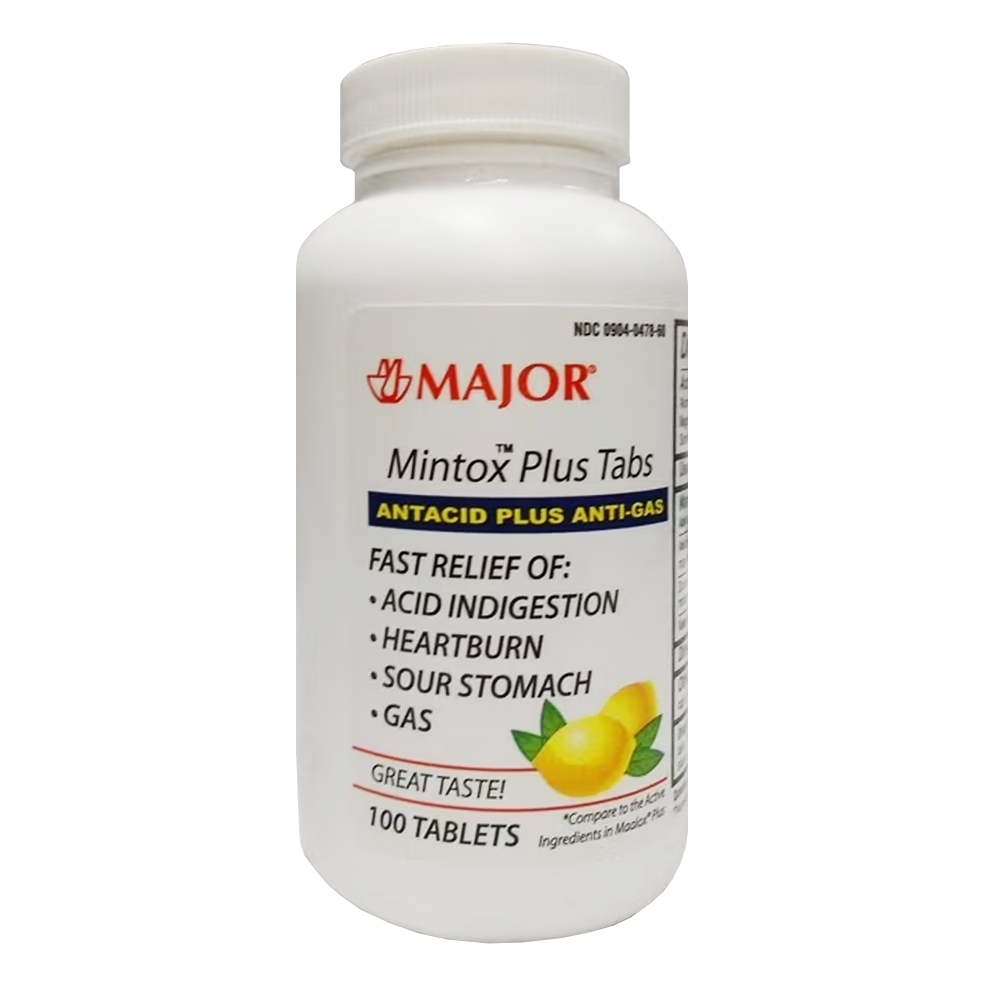 Major Mintox Lemon Mint Antacid Antigas - 100 Tablets — RMS PRODUCTS
