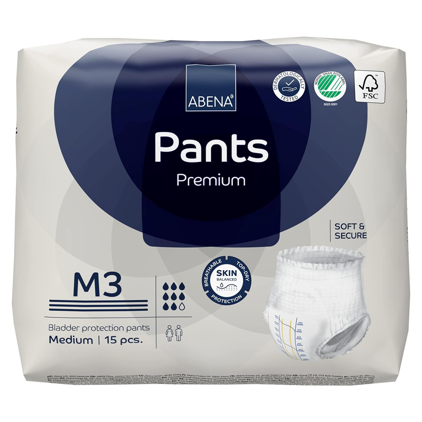 Abena Premium Pants M3 – Medium (31–43″), Tear-Away Pull-On Disposable ...
